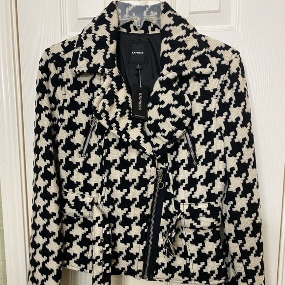 Express | Jackets & Coats | Houndstooth Pea Coat | Poshmark